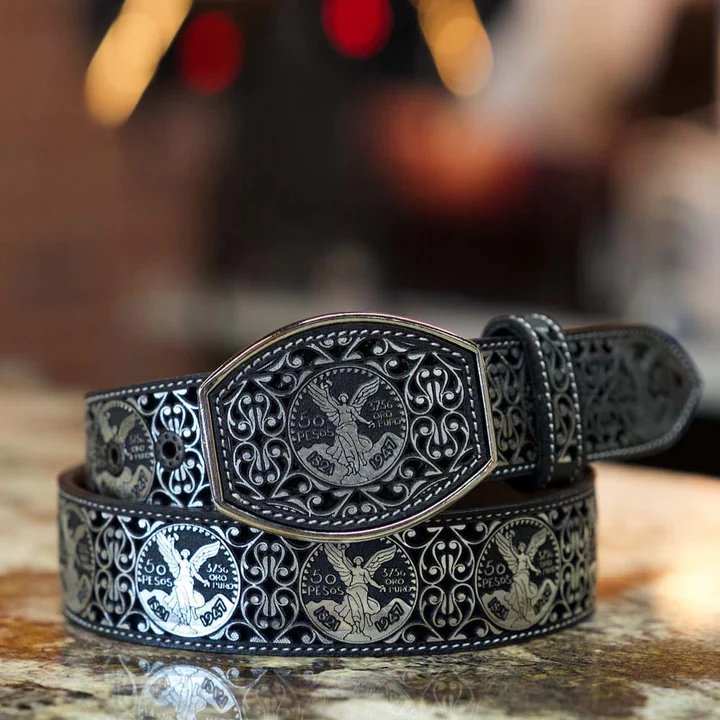 Cintos Vaqueros de Cuero Original El Centenario Oro y Plata ...