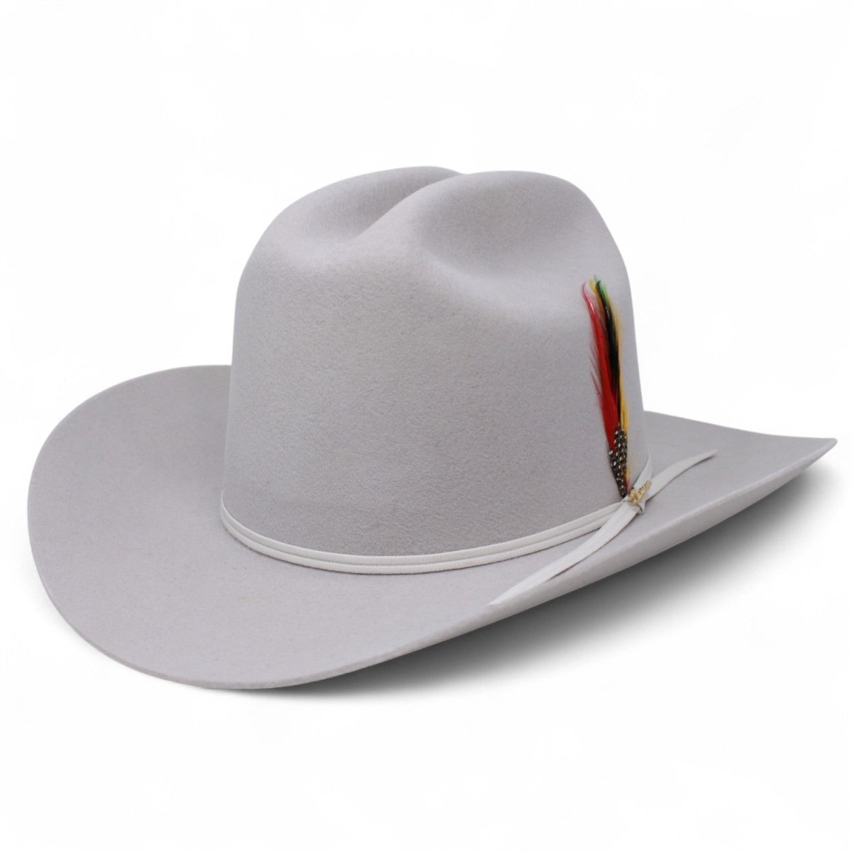 20X Morcon Felt Hat Sinaloa Style with Feathers - Platinum Grey ...
