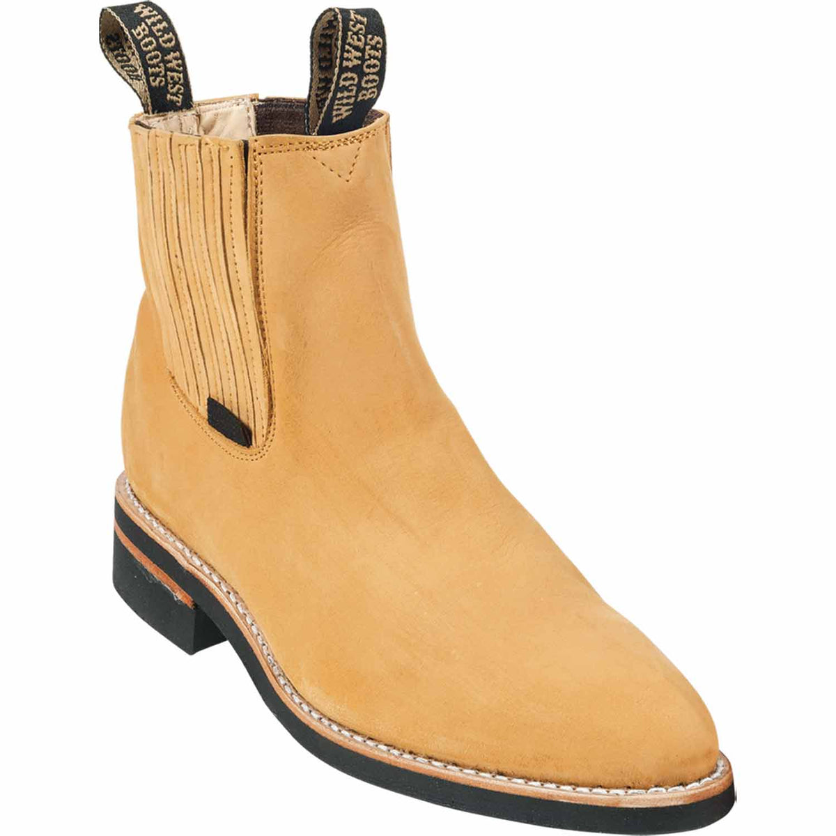 Suede Charro Boots Oval Toe Black Color - Wild West Boots