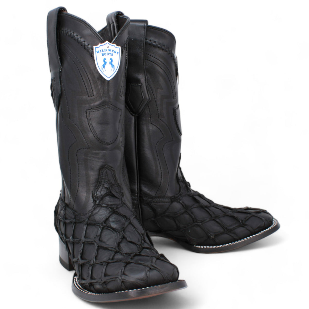 Pirarucu Fish Boots Original Wide Square Toe Matte Black Color - Wild