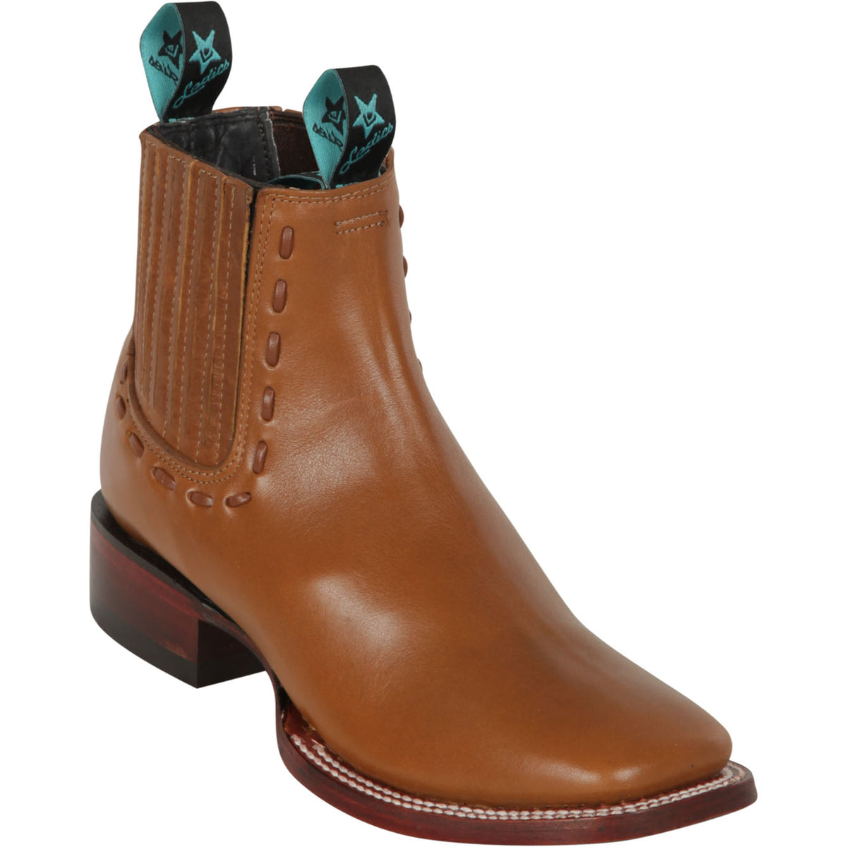 Botines de Piel Original Punta Cuadrada Ancha Para Dama Color Miel - L ...