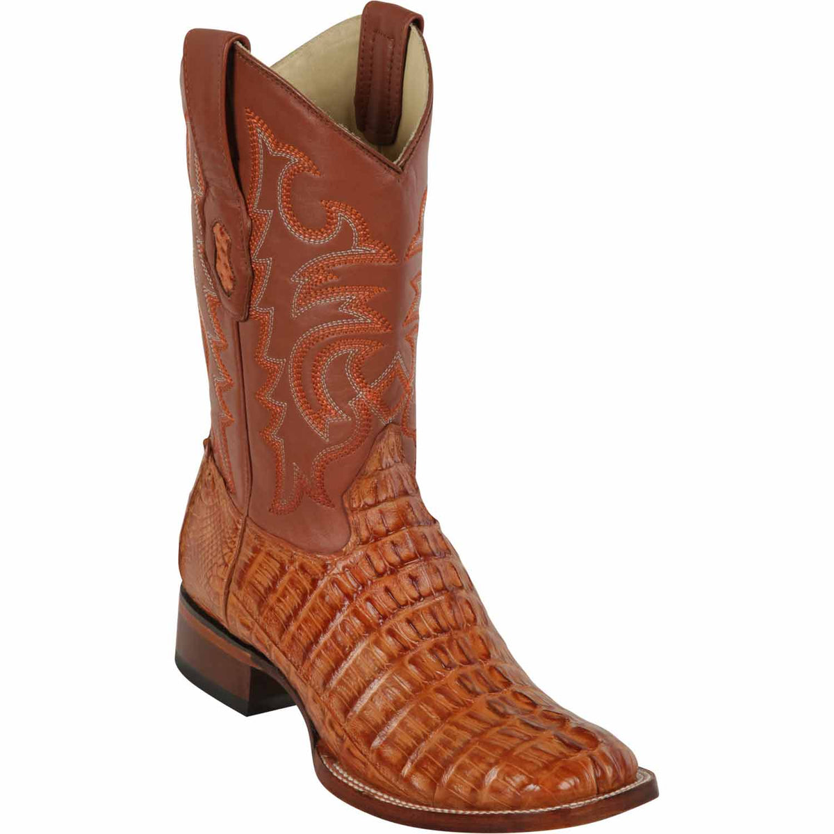Botas de Caiman Cola Original Punta Rodeo Cuadrada Ancha Color Cognac ...