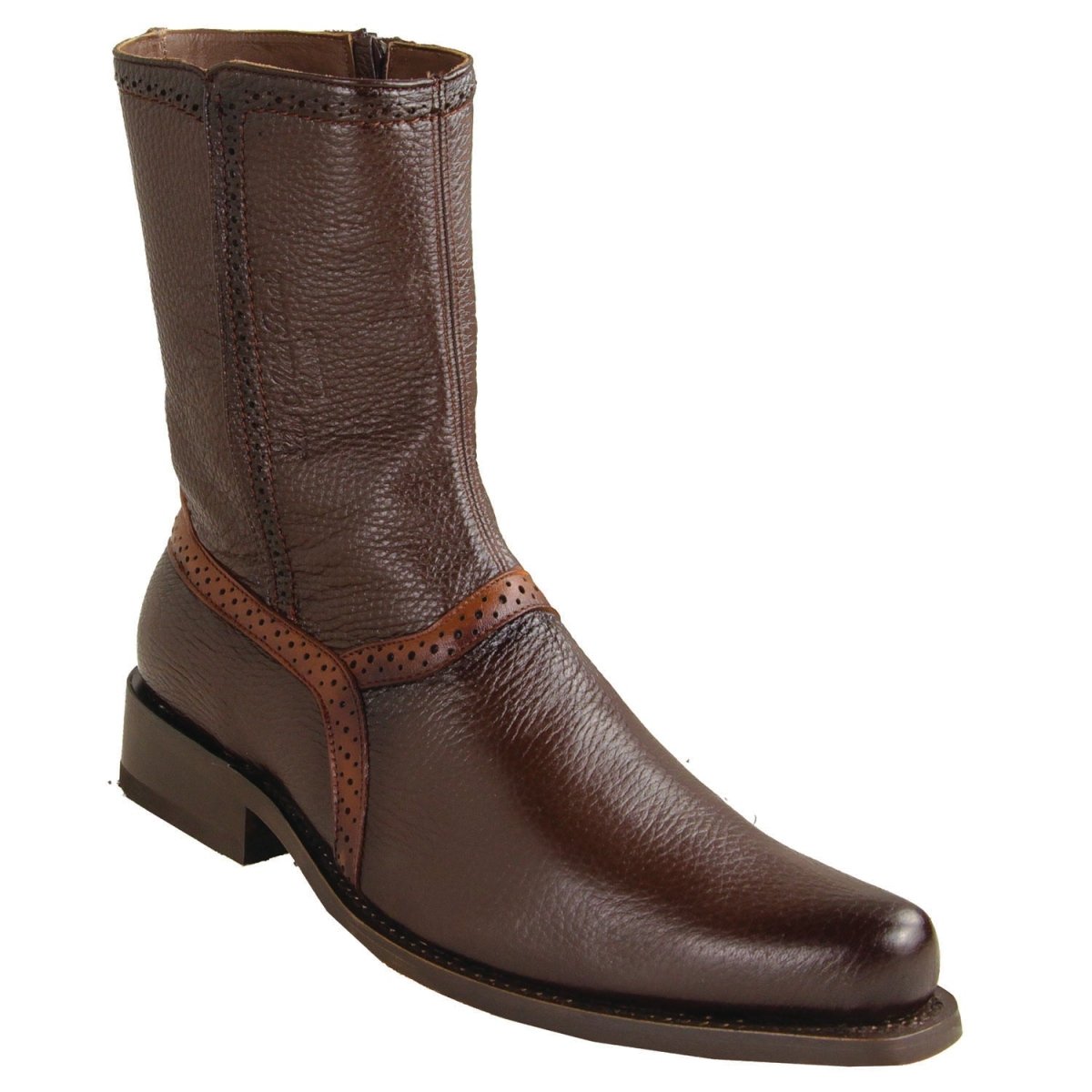 Botas Cortas de Venado Original Punta Oval Color Cafe Difuminado - Los