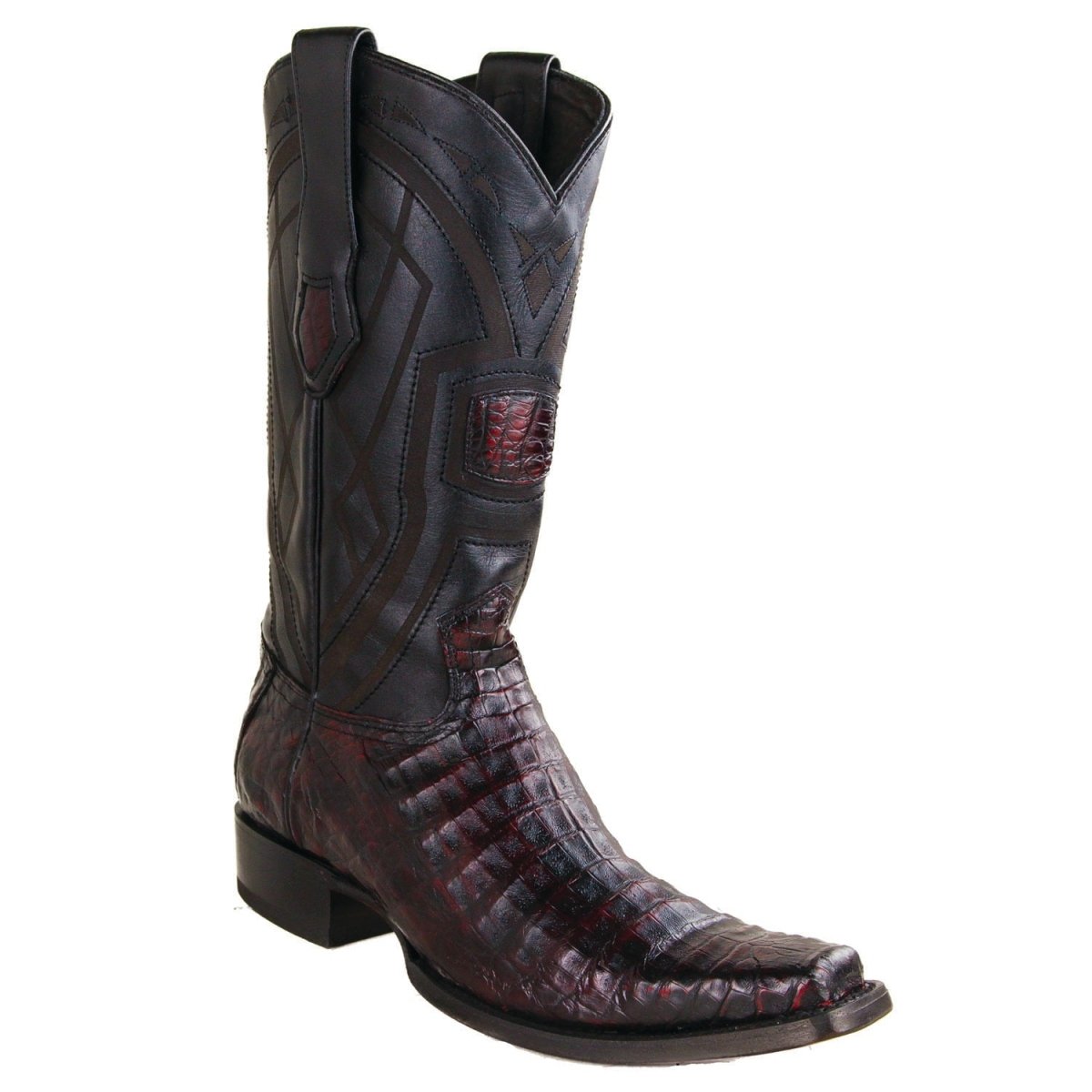 Botas de Cocodrilo Caiman Original Punta Cuadrada Europea Color Negro ...