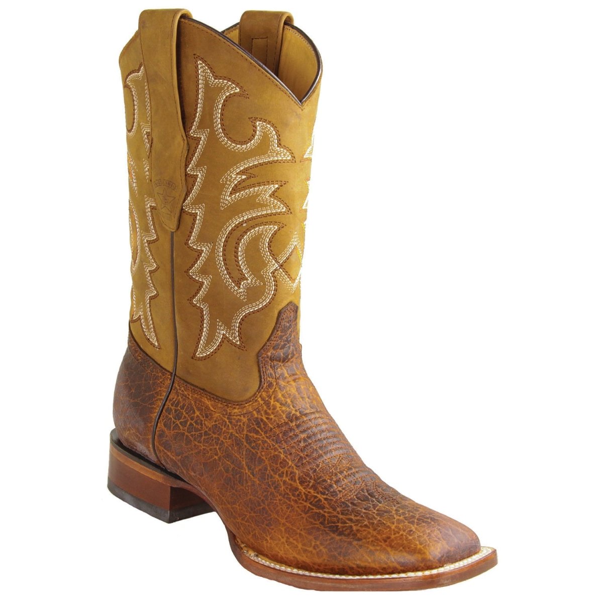 Botas de Cuello de Toro Original Punta Rodeo Cuadrada Ancha Color Miel ...