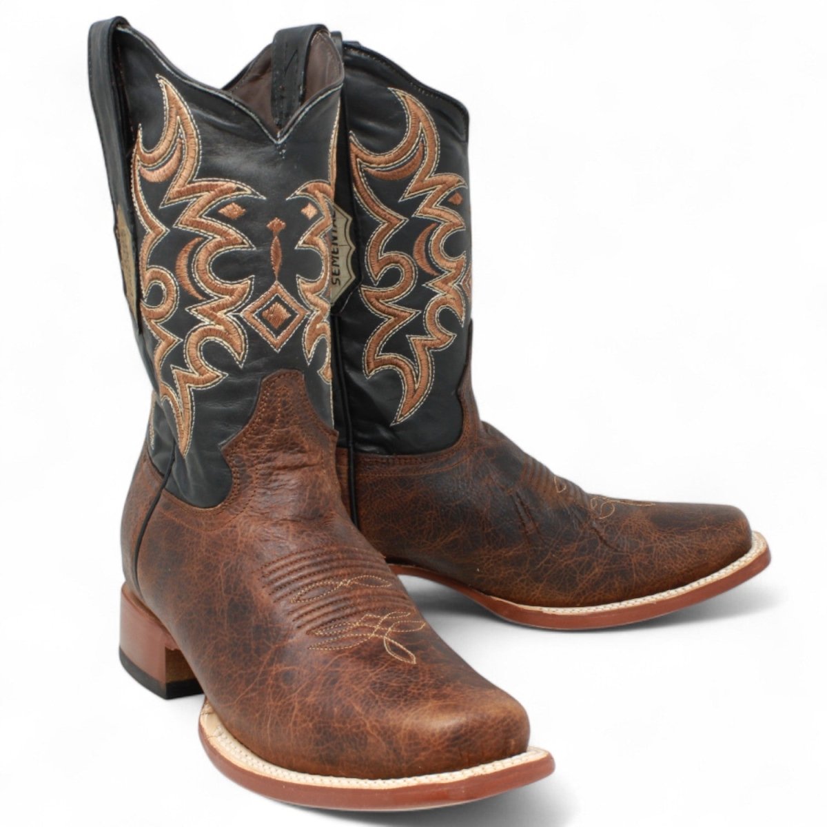 Botas de hombre Horma Cuadrada Piel Origianl Cafe- Rancho Semental