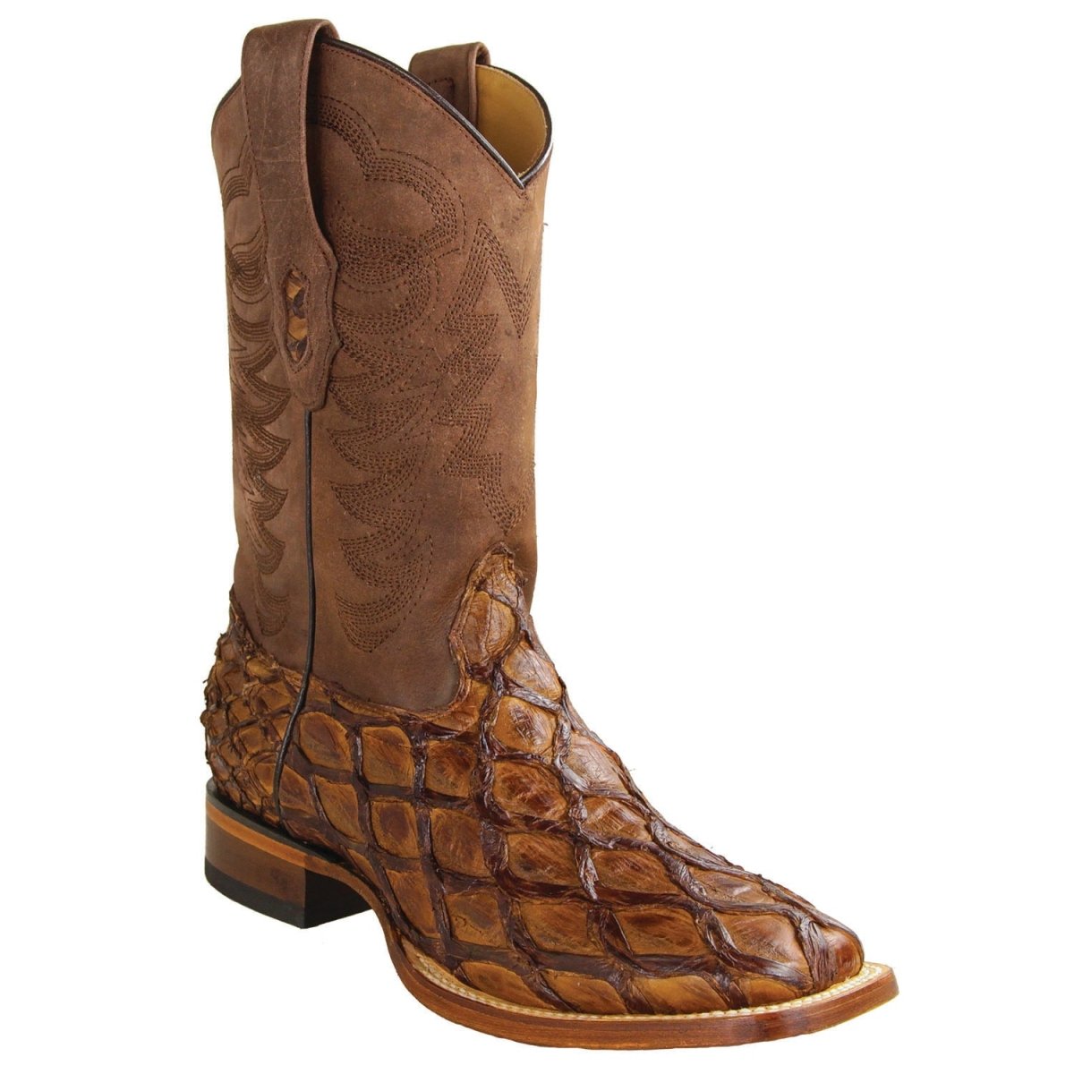 Original Pirarucu Fish Boots Wide Square Rodeo Toe Brown Color - Los A ...
