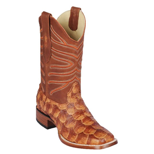Botas de Pescado Pirarucu Original Punta Rodeo Cuadrada Ancha Color Co ...