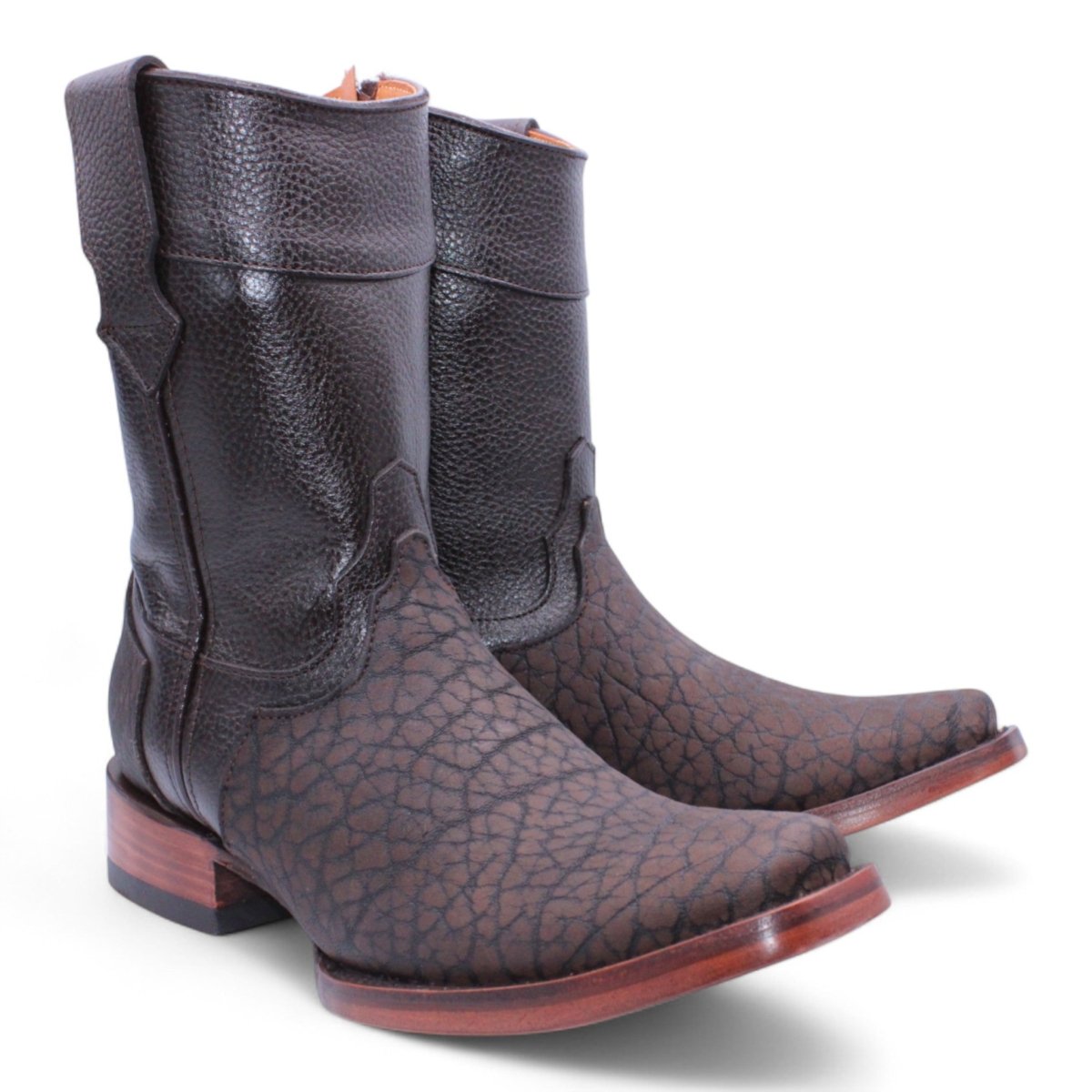 Botas Cortas de Piel Cuello de Toro Punta Dubai Cuadrada Para Hombre C