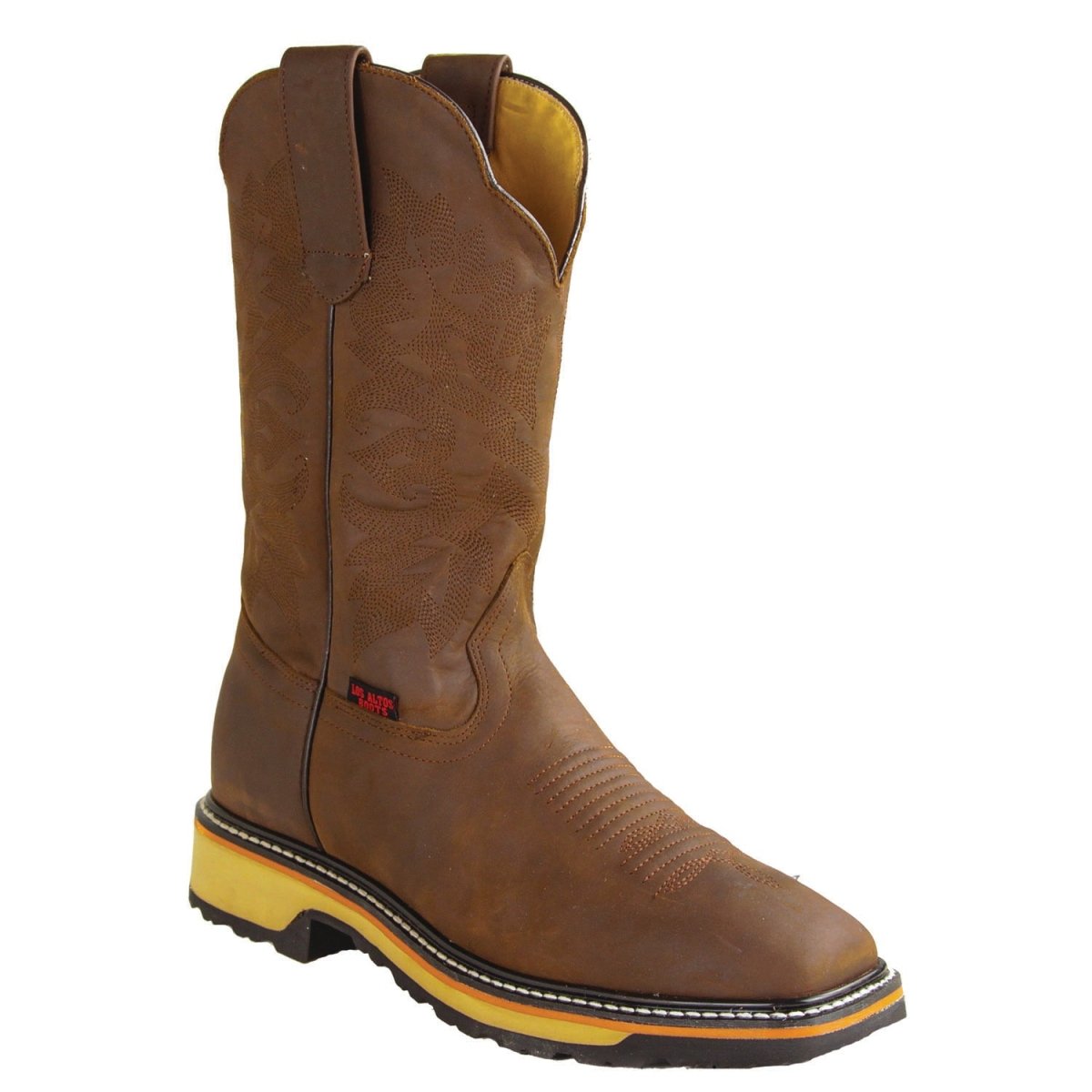 Original Leather Boots Wide Square Rodeo Toe Brown Color - Los Altos B