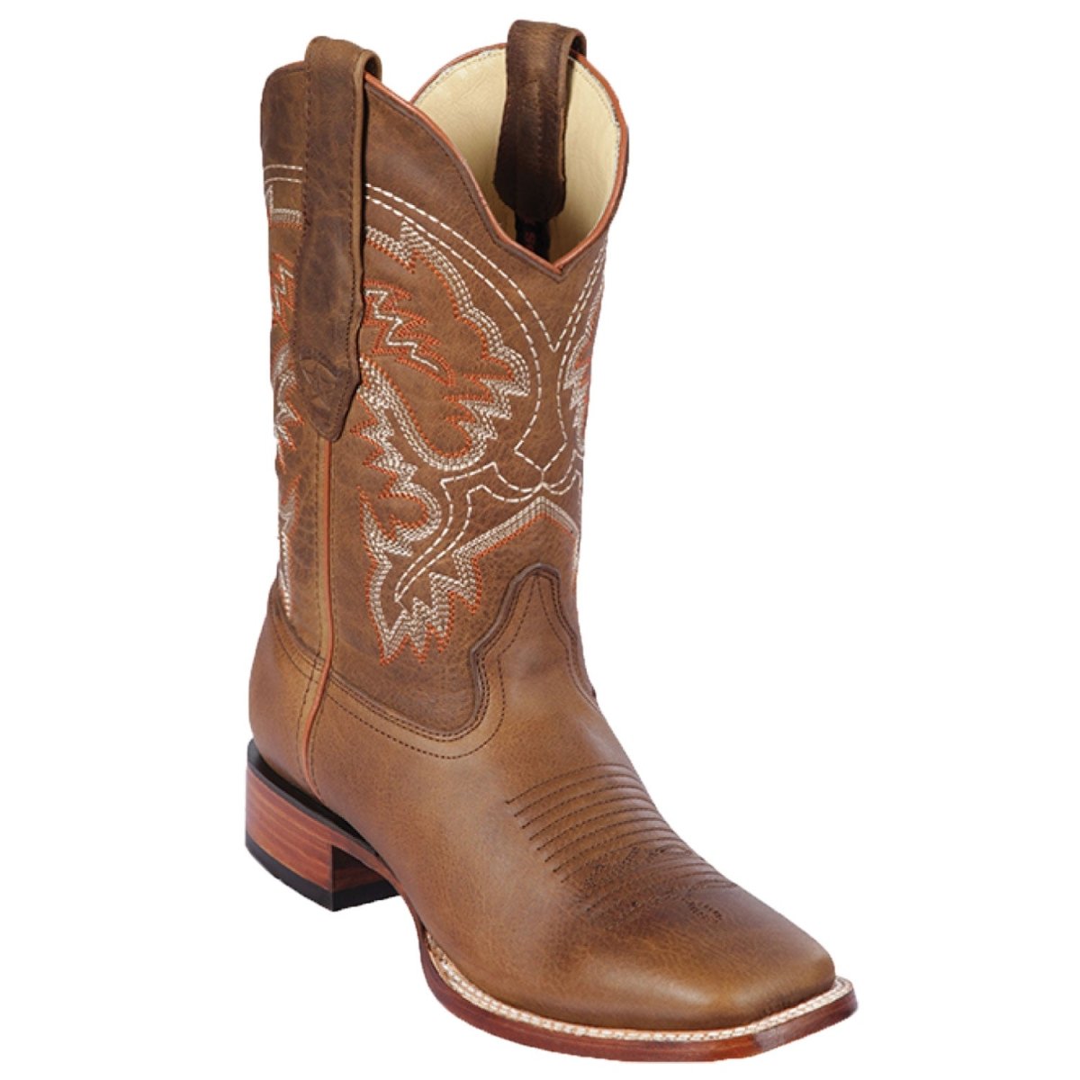 Botas de Piel Original Punta Rodeo Cuadrada Ancha Color Miel - Los Alt ...