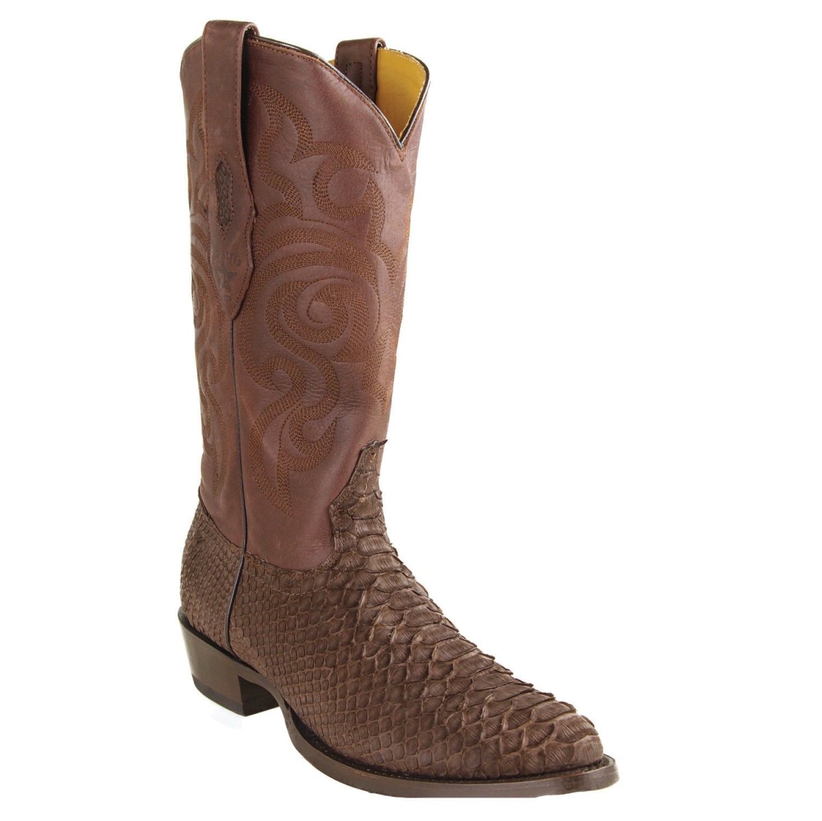 Botas de Piton Original Punta Oval Color Cafe Gamuza - Los Altos Boots