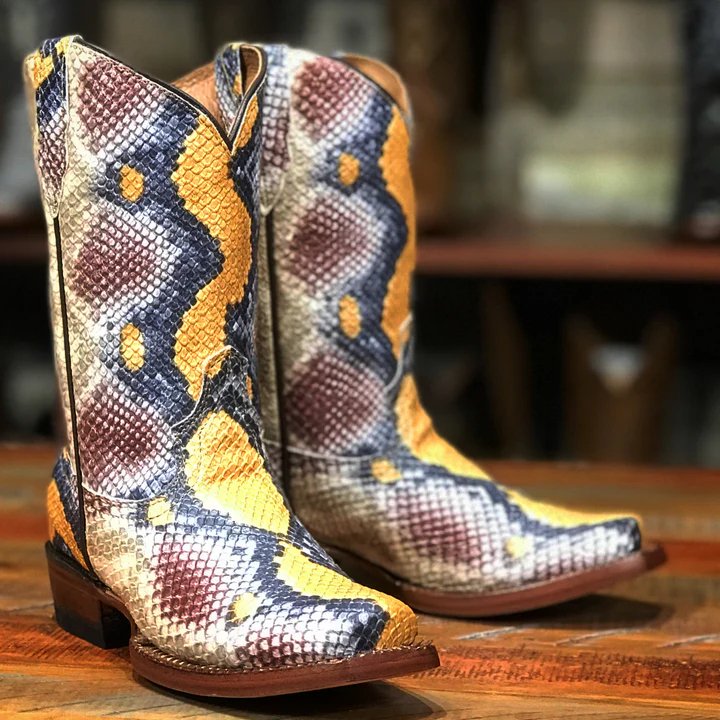 Tanner Mark Girl's Python Print Square Toe Boots - Victoria ...