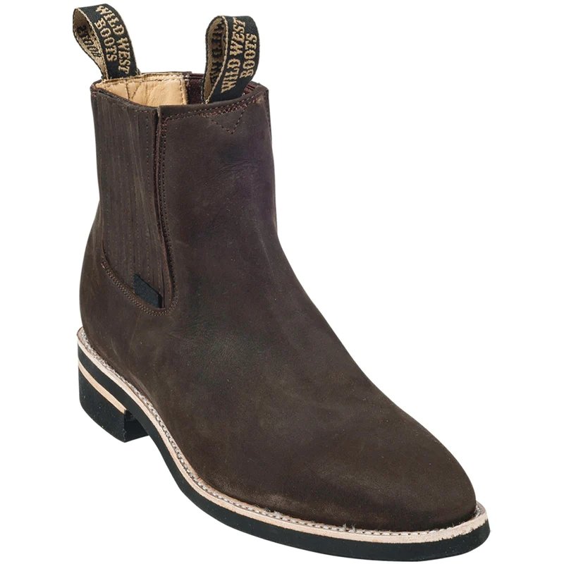 Suede Charro Boots Oval Toe Black Color - Wild West Boots