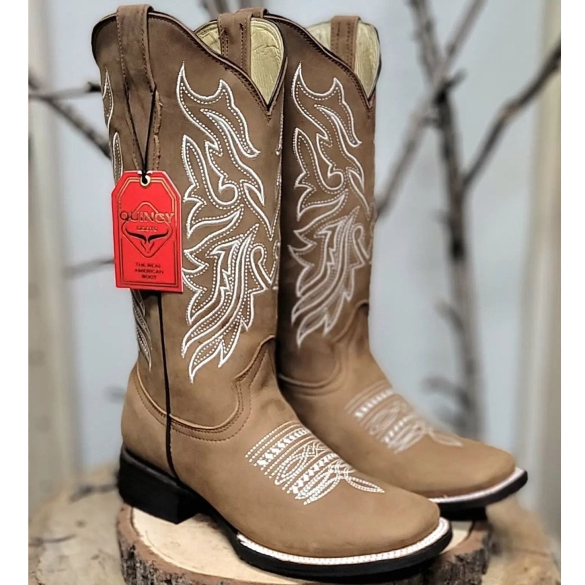 Botas Altas de Cuero para Mujer con Horma Rodeo Color Tan — CaballoBronco.com