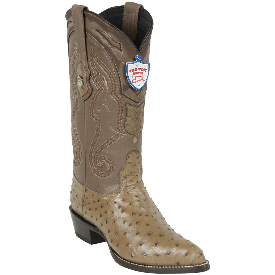 Original Ostrich Boots Pointed Last Reddish Black Color - Wild West Bo