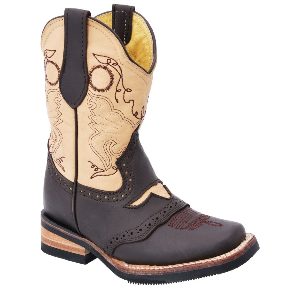 Botas para Niño de Cuero Original Horma Rodeo Color Cafe con Antifaz ...