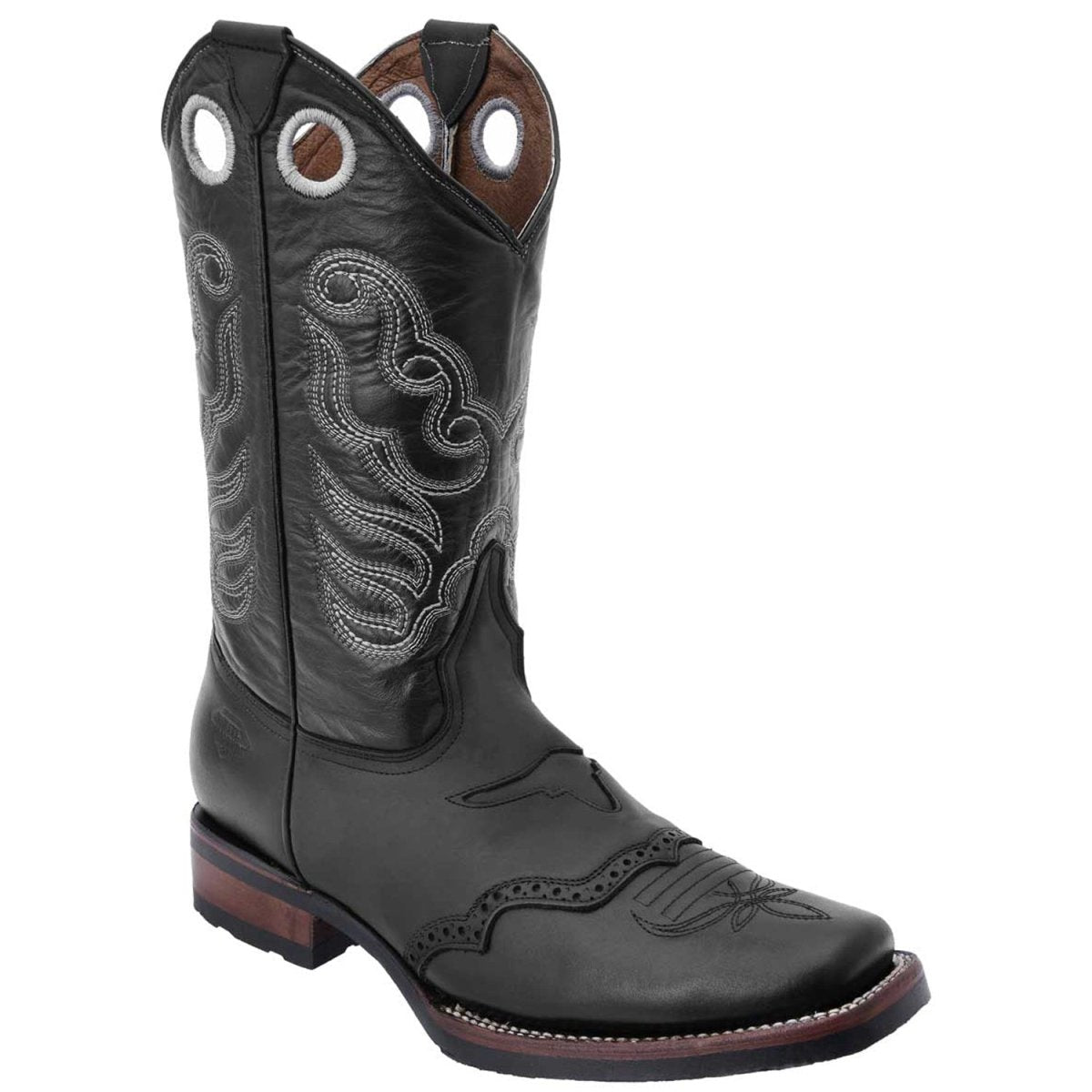 Torito Rodeo Leather Cowboy Boots for Men, Black