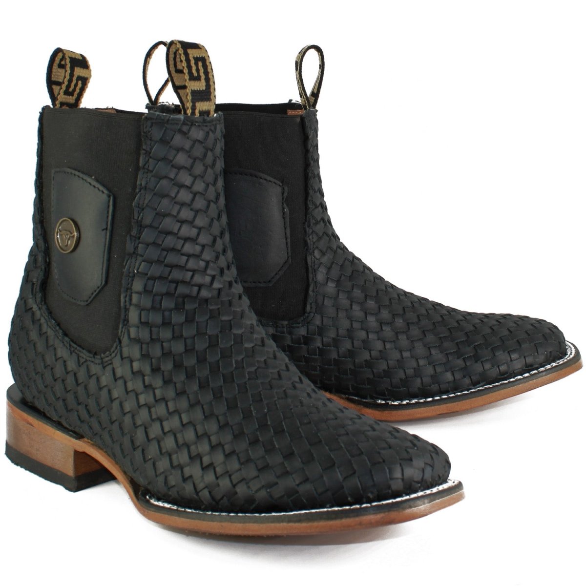 Botines Charros Punta Cuadrada de Petatillo Original Color Negro ...