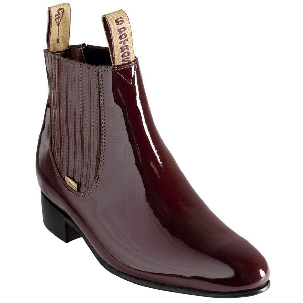 Botines Charros Horma Tradicional de Charol Color Vino — CaballoBronco.com