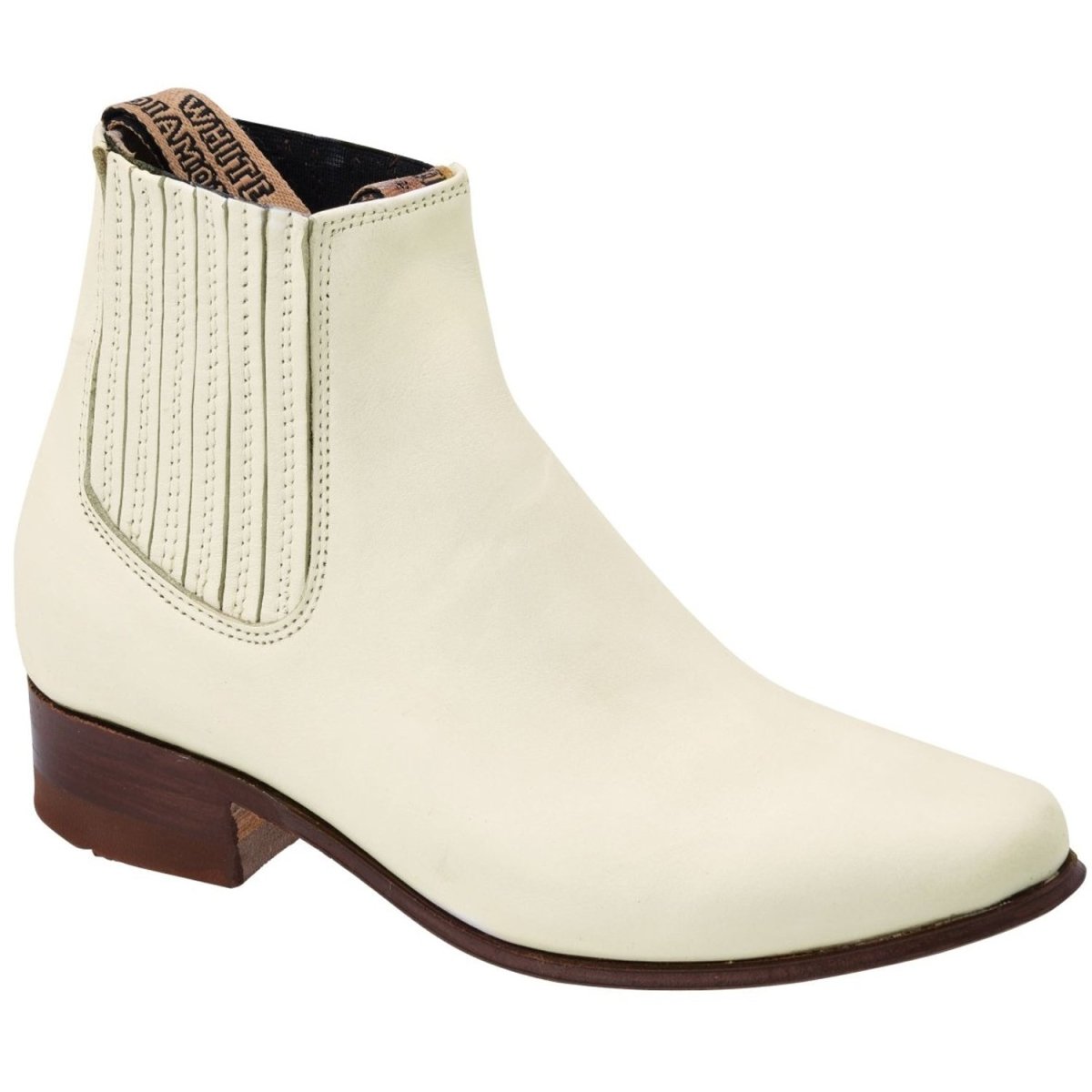 Botines Charros de Cuero Napa Original de Mujer Color Hueso ...