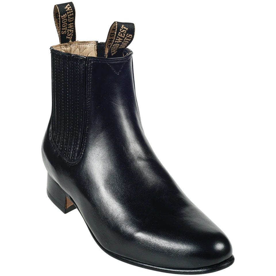 Original Deer Charro Boots Oval Toe Black Color - Wild West Boots