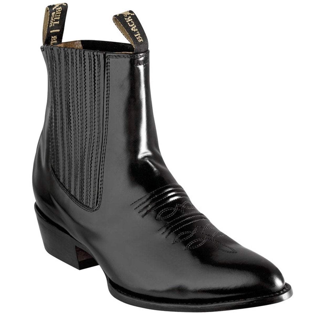 Chameleon Leather Charro Boots, Oval Shape, Black