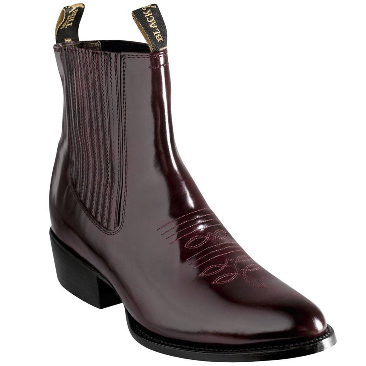 Botines Charros de Cuero Camaleon Horma Oval Color Vino — CaballoBronco.com