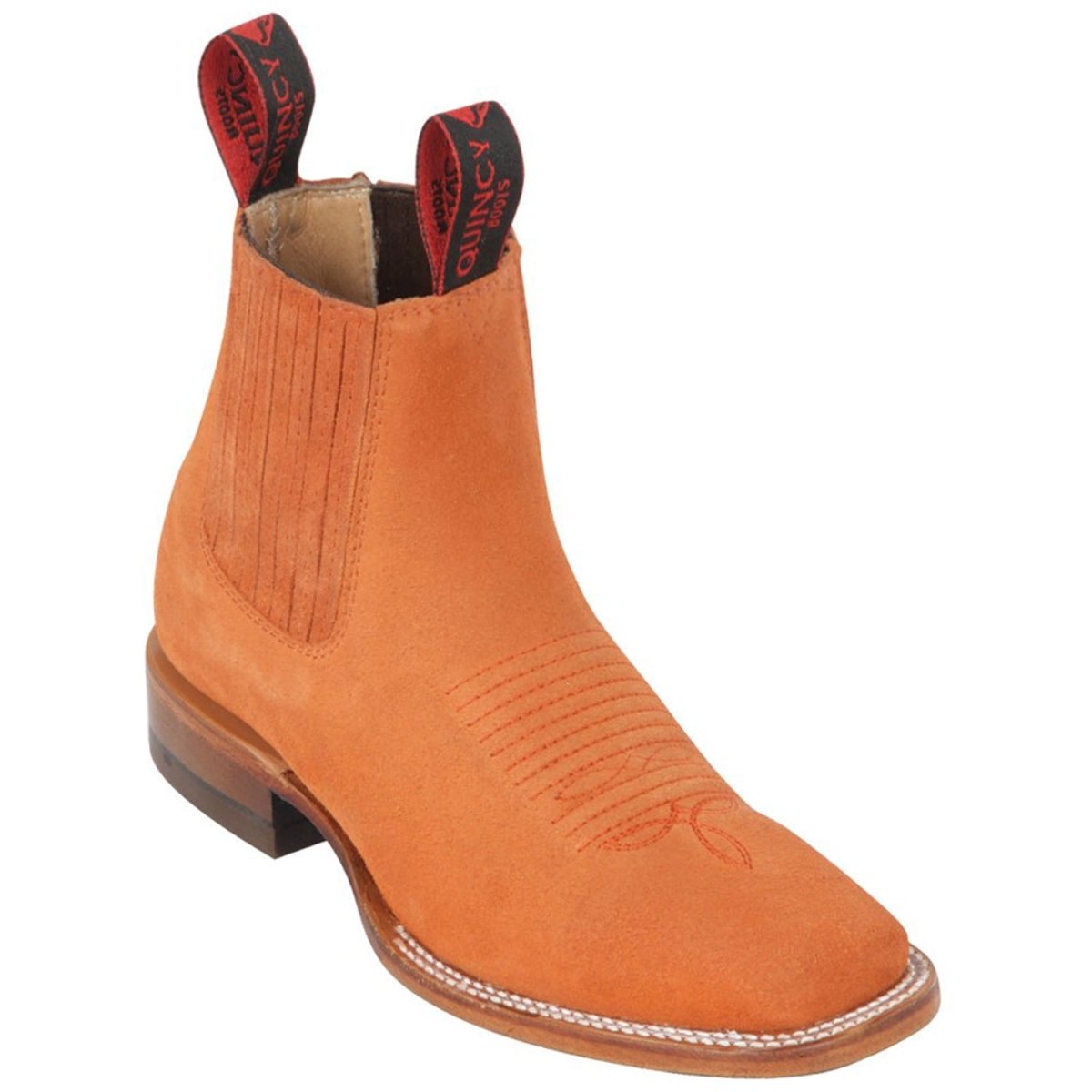 Botines Charros Nobuck Punta Cuadrada para Mujer Quincy Color Naranja ...
