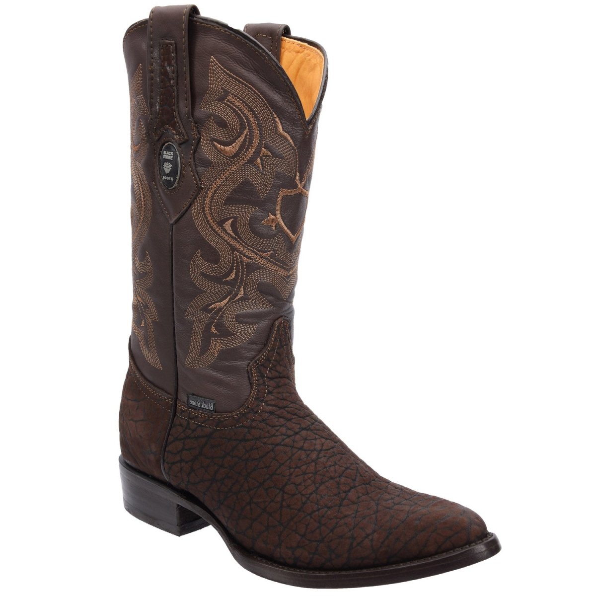 Men's Genuine Bull Shoulder Leather J-Toe Boots - Brown – CaballoBronco.com