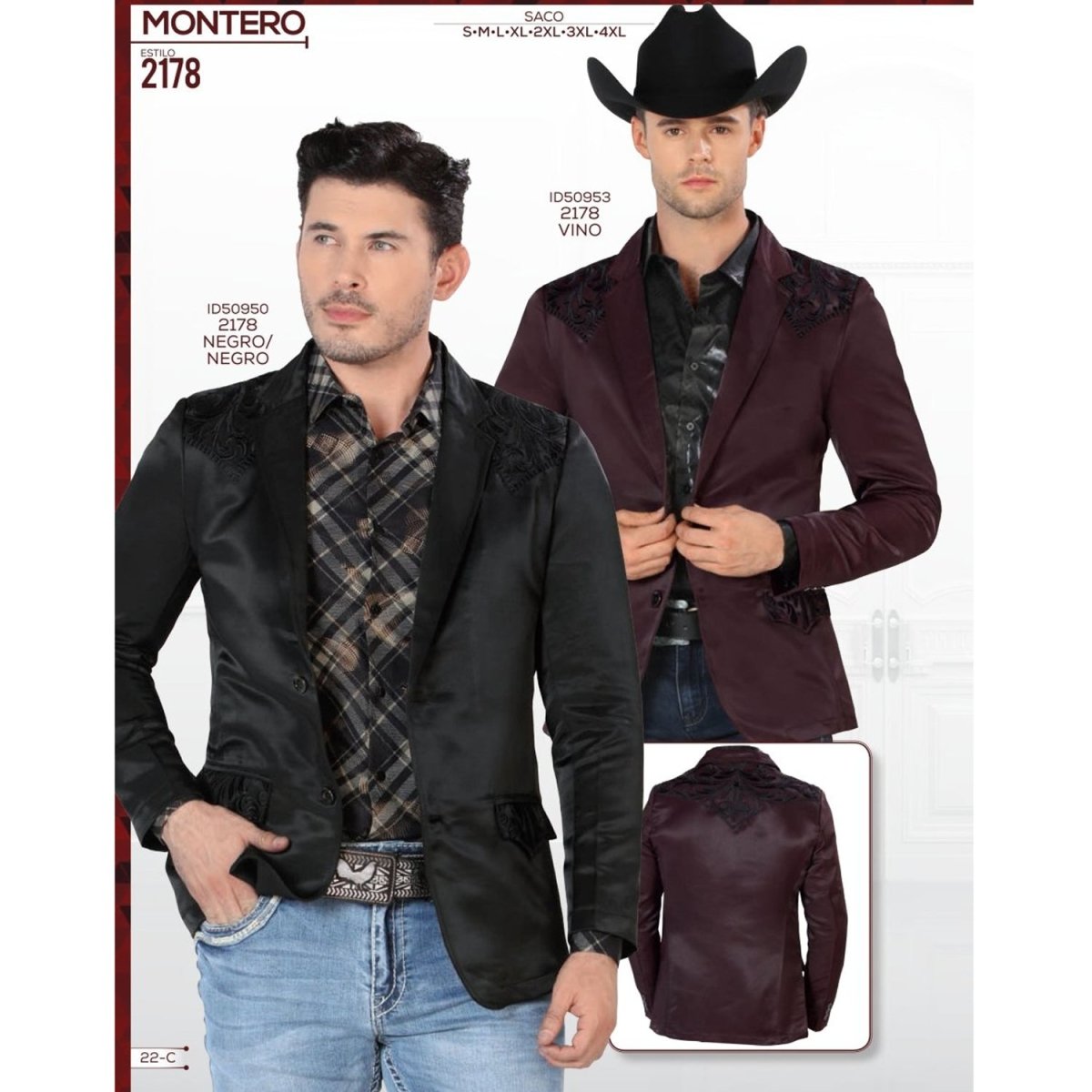Saco Vaquero para Hombre Montero Color Negro con Bordado Negro ...