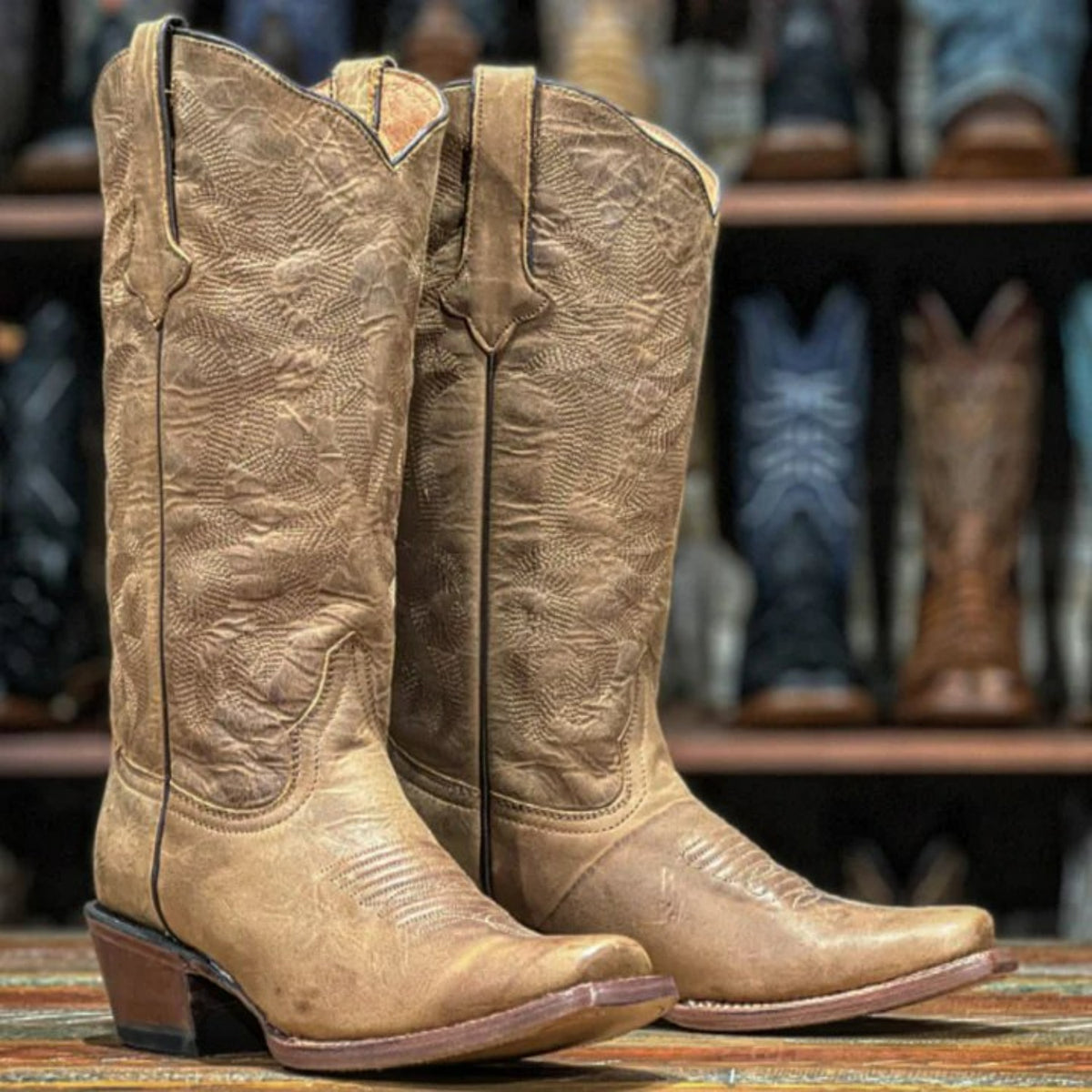 Tanner Mark Women's 'The Ember' Leather Square Toe Boots Cognac ...