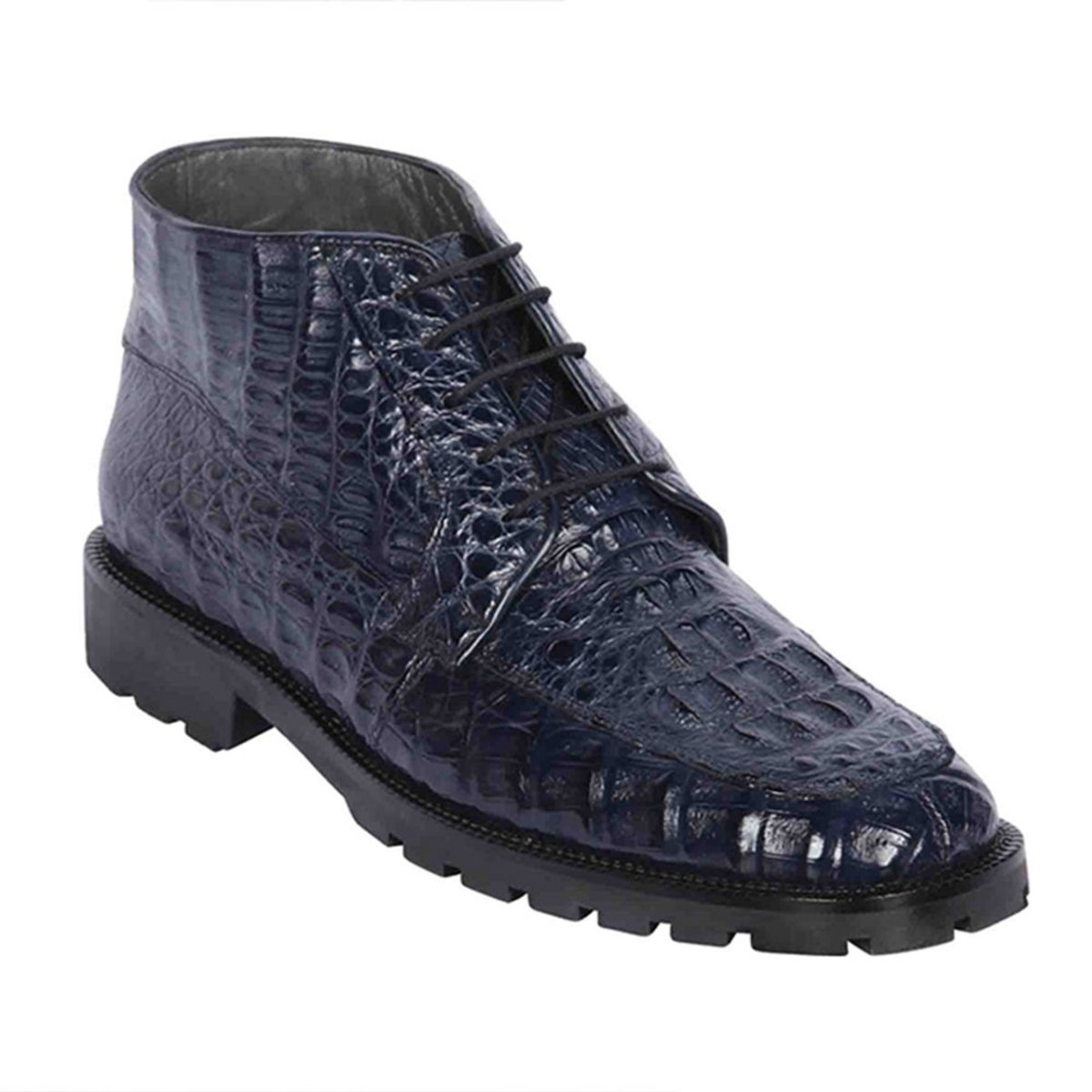 Original Lomo Caiman Leather Ankle Boot Shoe in Navy Blue ...